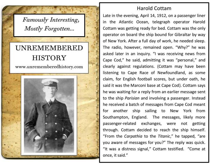 Harold Cottam « UNREMEMBERED